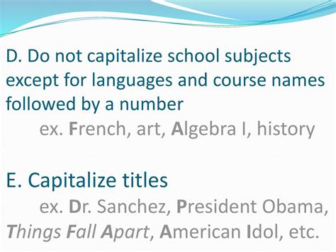 CAPITALIZATION Capitalize The First Word Of A Sentence And Capitalize The First Word Of A