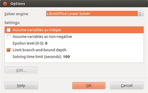 Linux Project LibreOffice Solver Example