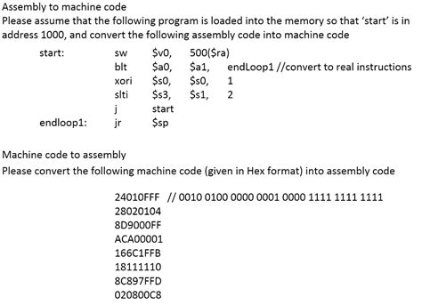 solved assembly to machine code please assume that the