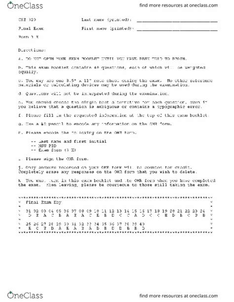 CSE 320 Final CSE 320 Final Exam OneClass