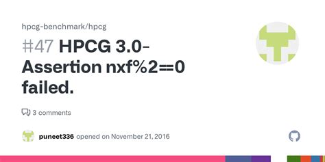 Hpcg 30 Assertion Nxf20 Failed · Issue 47 · Hpcg Benchmarkhpcg · Github