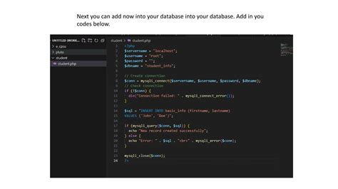 Inserting Data Using Xampp And Vs Studiopptx