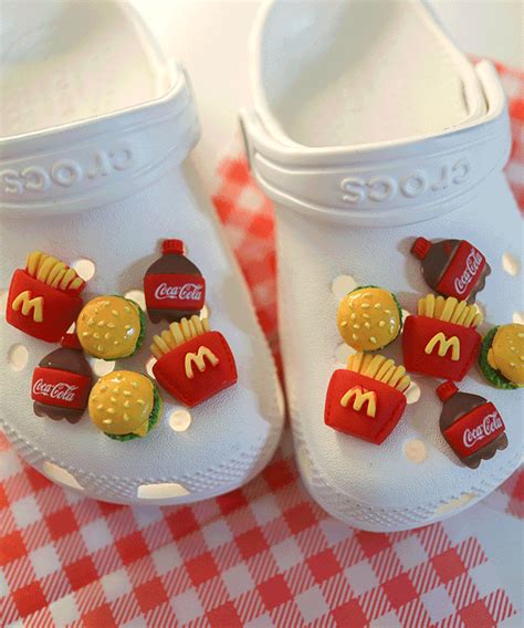 햄버거 세트 감자튀김 콜라 세트 모음 샌들 파츠 커플 우정 실내화 장식 꾸미기 장식 12pcs 에이블리