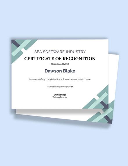 Software Development Certificate Template Word