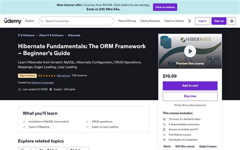 Avis Formations Hibernate Fundamentals The Orm Framework Beginners Guide Udemy Learnthings