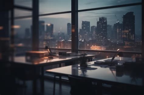 Premium Ai Image Office Workspace Evening Generate Ai