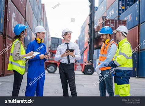 Engineer Container Cargo Worker Working Checking Stock Photo 2182356729 Shutterstock