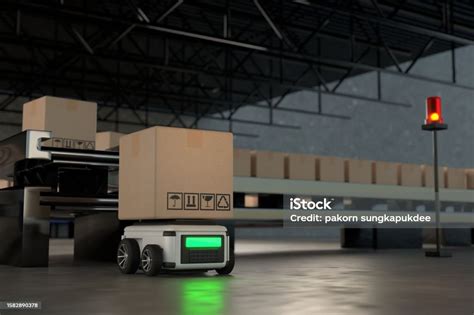 자동차 로봇은 Ai 인터페이스와 트럭 상자를 수송 제조 산업 기술을위한 객체 제품 수출 및 무기 기계 미래 기술에 의해 창고에서 미래의 로봇 사이버 수출 및 수입 공장 산업