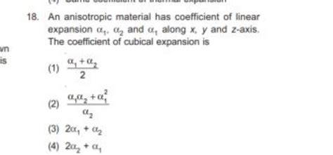18 An Anisotropic Material Has Coefficient Of Linear Expansion α1 α2 A
