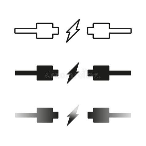 Connector Icons Power Cable Symbol Electrical Connection Elements Vector Illustration Stock