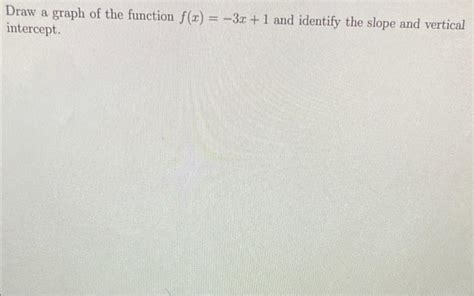 Solved Draw A Graph Of The Function F X 3x 1 And Chegg Com