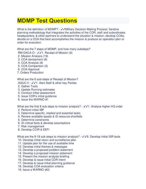 Mdmp Test Questions Scholarfriends