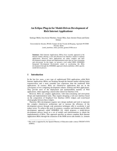 Pdf An Eclipse Plug In For Model Driven Development Of Rich Internet Applications