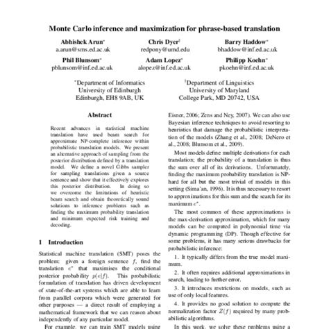 Monte Carlo Inference And Maximization For Phrase Based Translation
