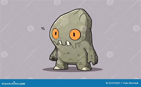 Stone Monster Game Character Image Chibi Abstract Monster In Anime Style Stock Image Image Of