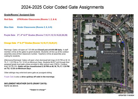 Color Coded Gate Map Resources Superior Street Elementary