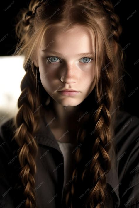 Premium Ai Image Closeup Portrait Of A Braided Redhead Capturing The