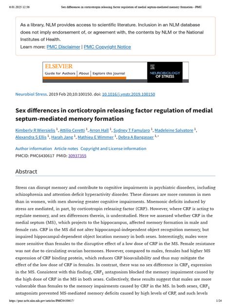 Sex Differences In Corticotropin Releasing Factor Regulation Of Medial