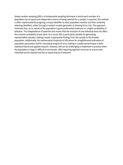 Simple Random Sampling Pdf
