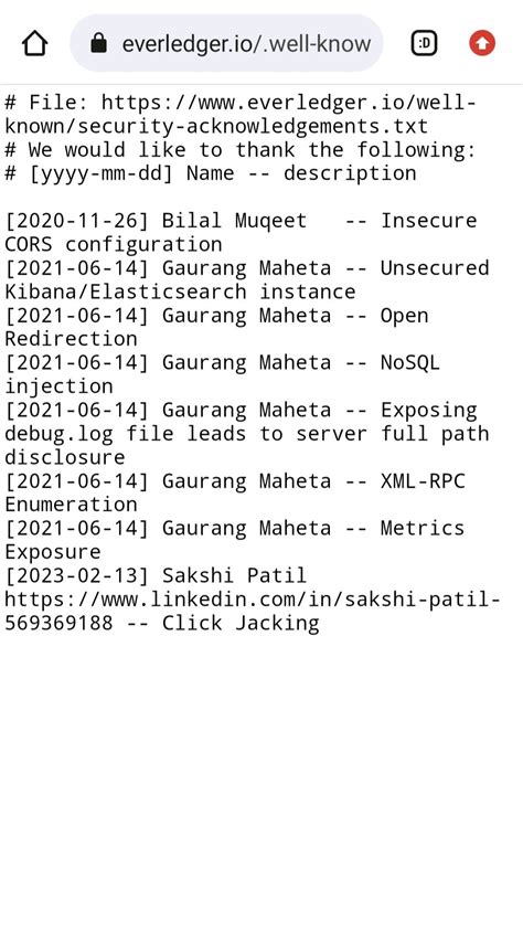 Gaurang M On Linkedin Securityacknowledgment Penetrationtesting Cybersecurity Everledger…