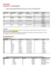 Solution Homework Normalization Description Homework Normalization Take The