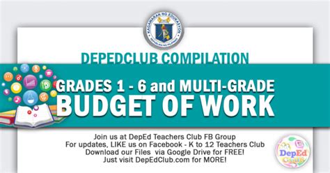 Budget Of Work Archives The Deped Teachers Club