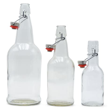 Clear Ez Cap Bottles W Swing Top 16 Oz