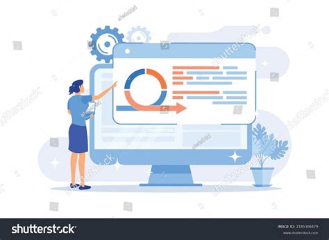 Woman Using Software Cartoon Character Working Stock Vector Royalty Free 2185306479 Shutterstock
