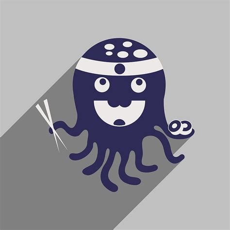 긴 그림자 문어 초밥 벡터와 평면 아이콘 Ai Eps Uidownload