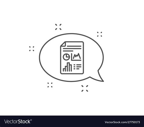 Report Document Line Icon Column Graph Sign Vector Image