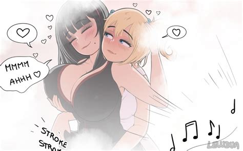 Rule 34 2futas Alison Lewdua Black Hair Blonde Hair Blue Eyes Blush