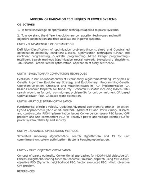 Modern Optimization Techniques In Power Systems Pdf Mathematical