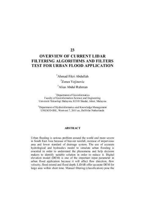 Pdf Overview Of Current Lidar Filtering Algorithms And Filters Test