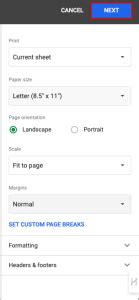How To Print On One Page In Google Sheets Fit To Page