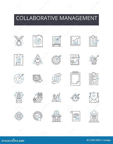 Collaborative Management Line Icons Collection Hsty Integrity