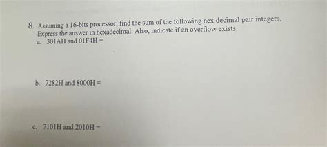 solved assuming a 16 bits processor find the sum of the