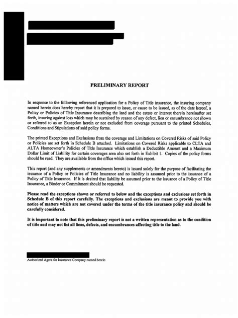 Redacted Preliminary Title Report Pdf Title Insurance Insurance Policy