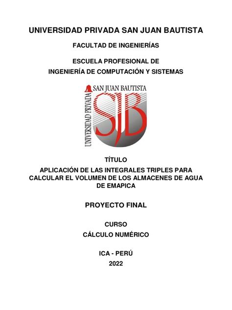 Proyecto Final Del Curso De Calculo Numérico 1 Pdf Internet De Las Cosas Impresión 3d