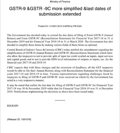Gst Annual Return Due Date Indiafilings