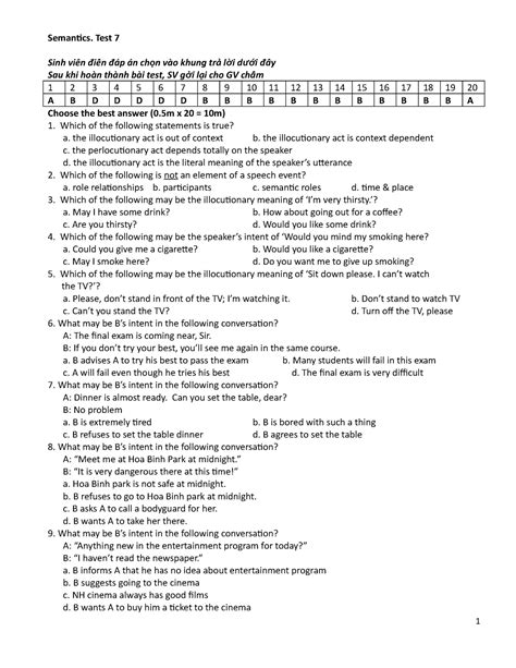 Semantics Test 7 Giáo Trình Test Semantics Test 7 Sinh Viên điêền