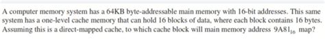 Solved A Computer Memory System Has A 64 Kb Byte Addressable