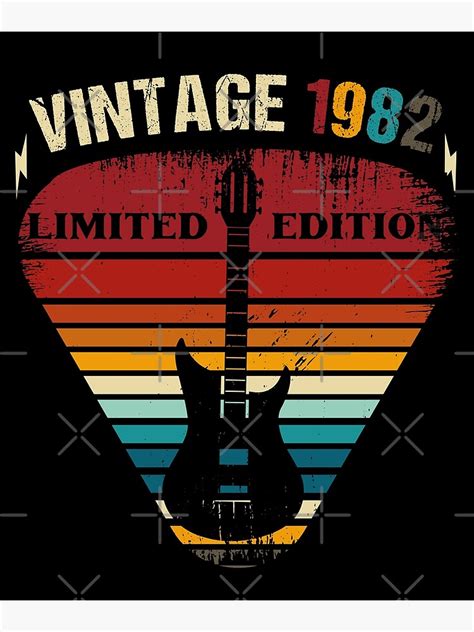 Birthday 40 Years Old T Vintage 1982 Guitar Lover 40th Birthday Limited Edition Poster For