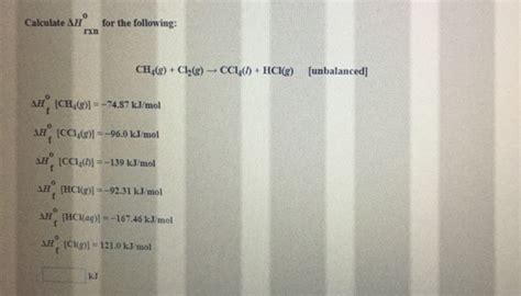 Solved Calculate Ahi For The Following Rxd Ch4 G Ch Cc
