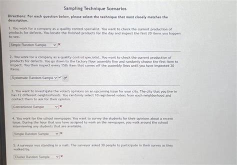 Solved Sampling Technique Scenarios Directions For Each