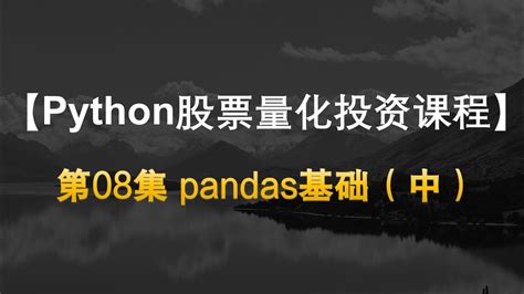 Quant Python股票量化投资课程 pandas基础中 YouTube