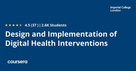 Design And Implementation Of Digital Health Interventions Coursya