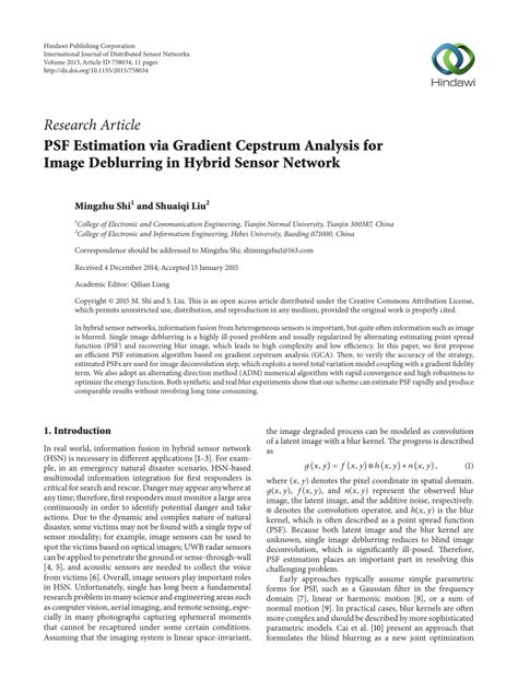 Pdf Psf Estimation Via Gradient Cepstrum Analysis For Image