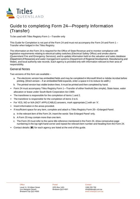 Guide To Completing Form 24Property Information Transfer