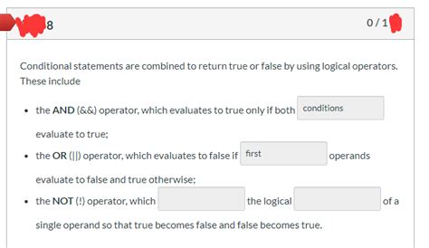 Solved 01 Conditional Statements Are Combined To Return