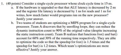 solved consider a single cycle processor whose clock cycle
